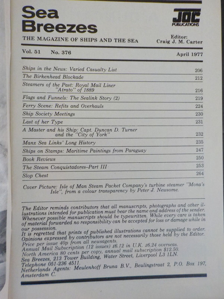 Sea Breezes Magazine #376 Vol 51 1977 April Ferry Scene Refits and Ove ...