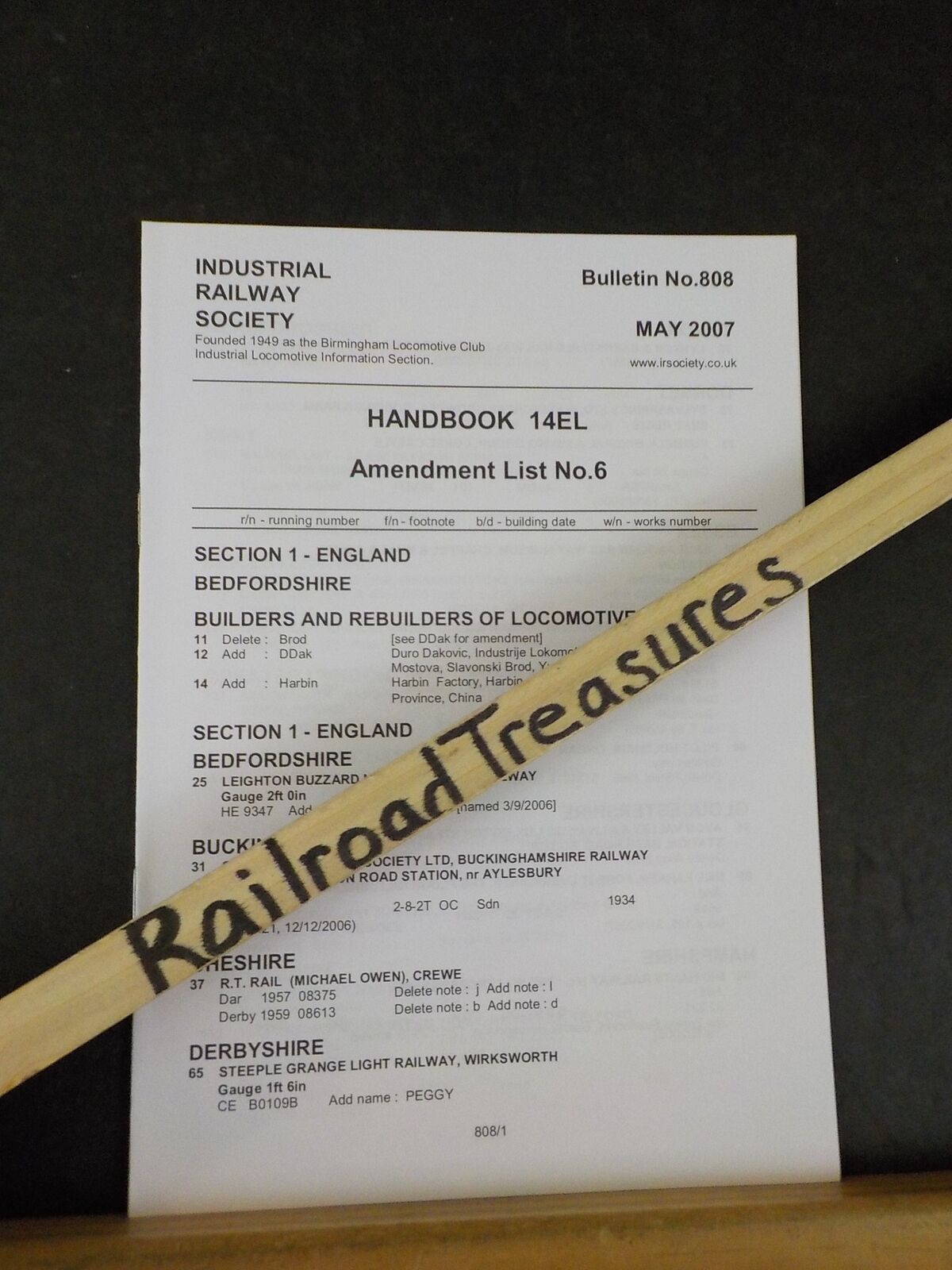 Industrial Railway Society Bulletin #808 2007 May Handbook 14EL ...