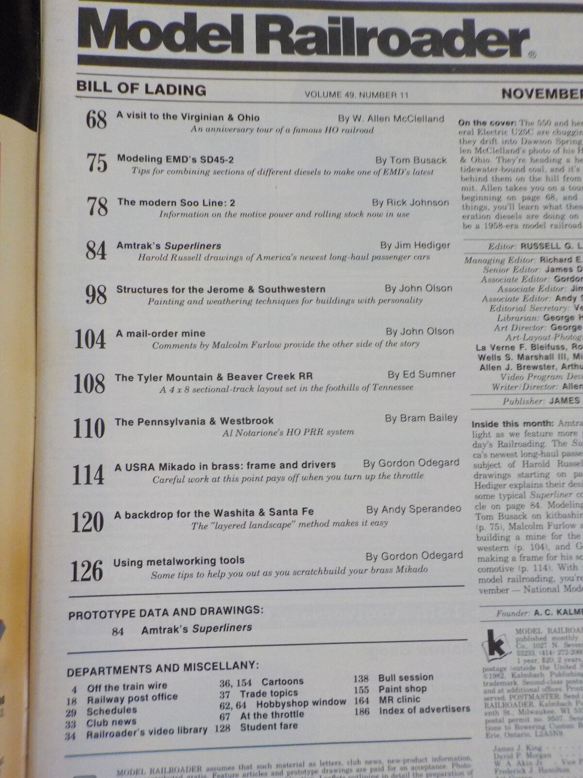 Model Railroader Magazine 1982 November Techniques weathering & aging – RailroadTreasures
