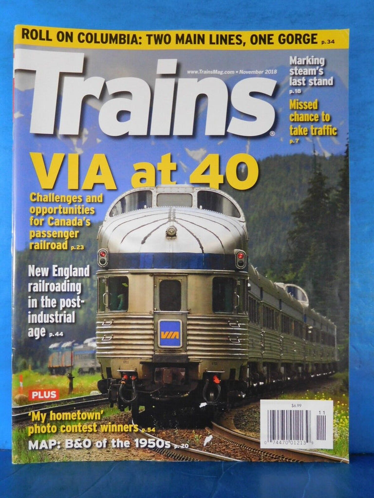 Trains Magazine 2018 November Via at 40 Roll on Columbia New England R ...