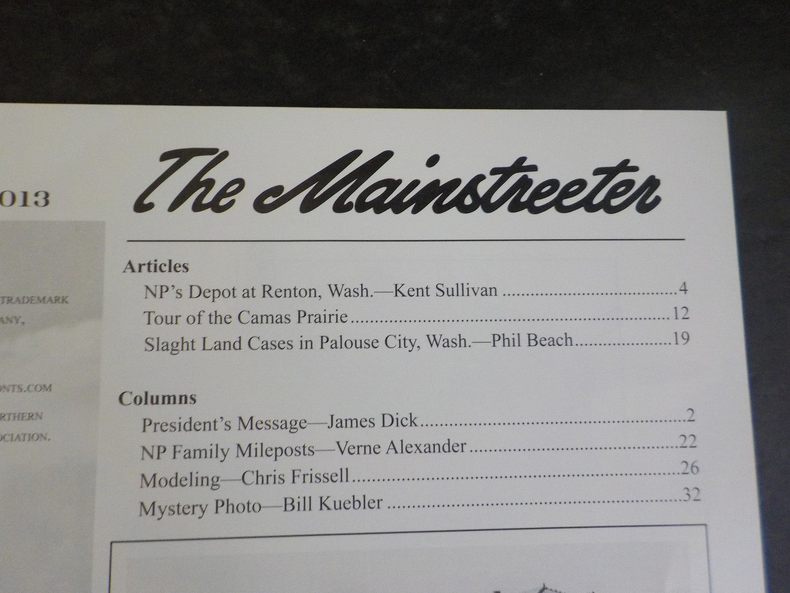 The Mainstreeter Northern Pacific Ry Historical Society Vol 32 #4 2013 ...