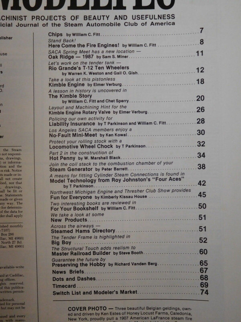 Modeltec 1987 March Magazine Fire engines Rio Grande T-12 Tender tank ...