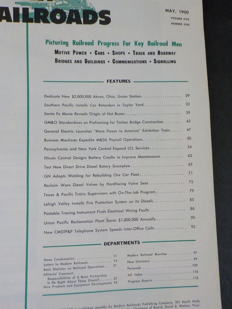 Modern Railroads 1950 May Vol. 5 #5 Southern Pacific Installs Car Reta ...