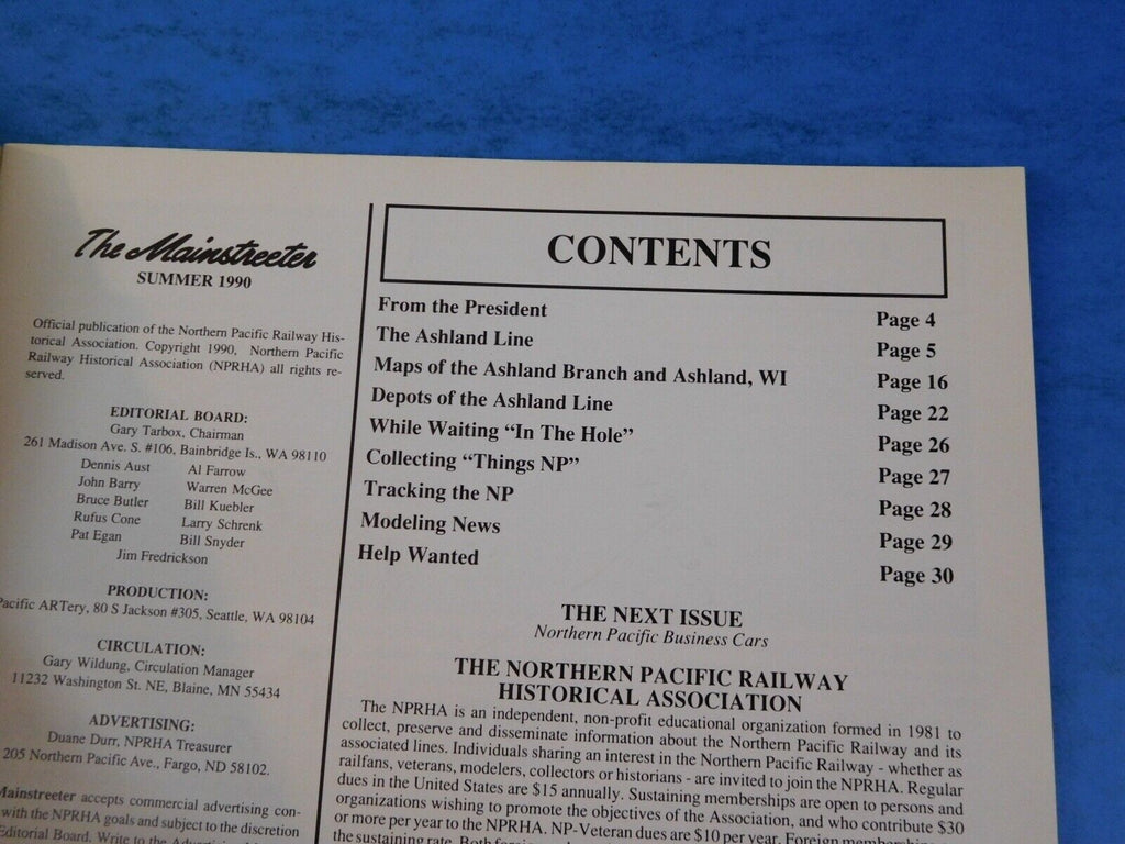 The Mainstreeter Northern Pacific Ry Historical Society Vol 9 #3 1990 ...