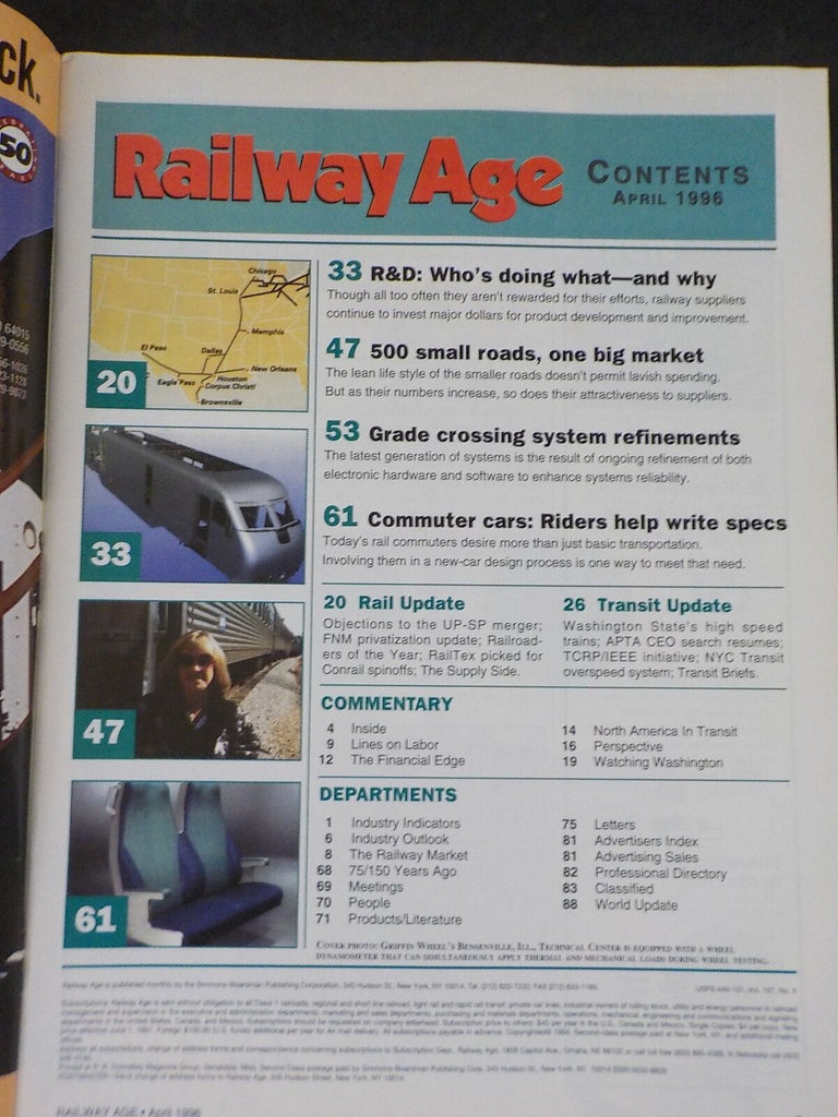 Railway Age 1996 April R&D: Who's doing what and why – RailroadTreasures