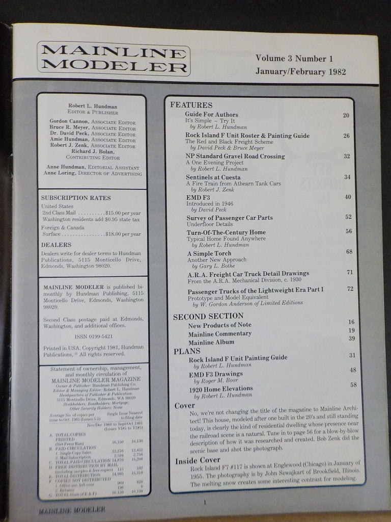 Mainline Modeler 1982 January February Rock Island F Unit Roster Paint ...