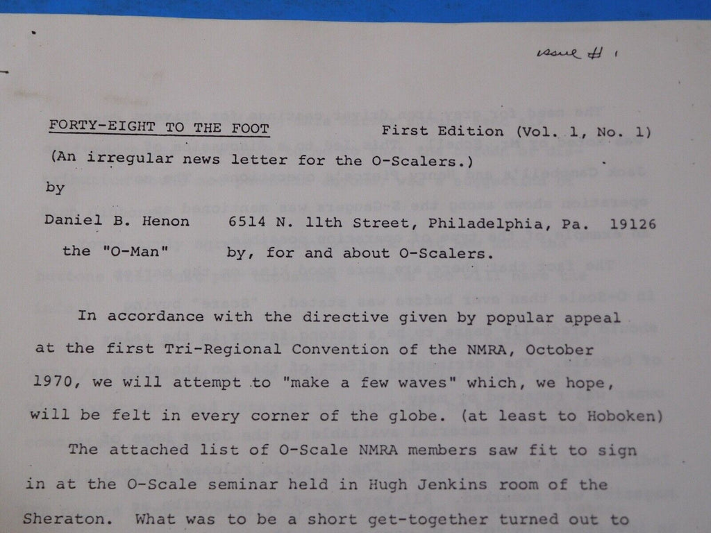 O Scale News #1 1971 Forty-Eight to the Foot First Edition Stapled ...