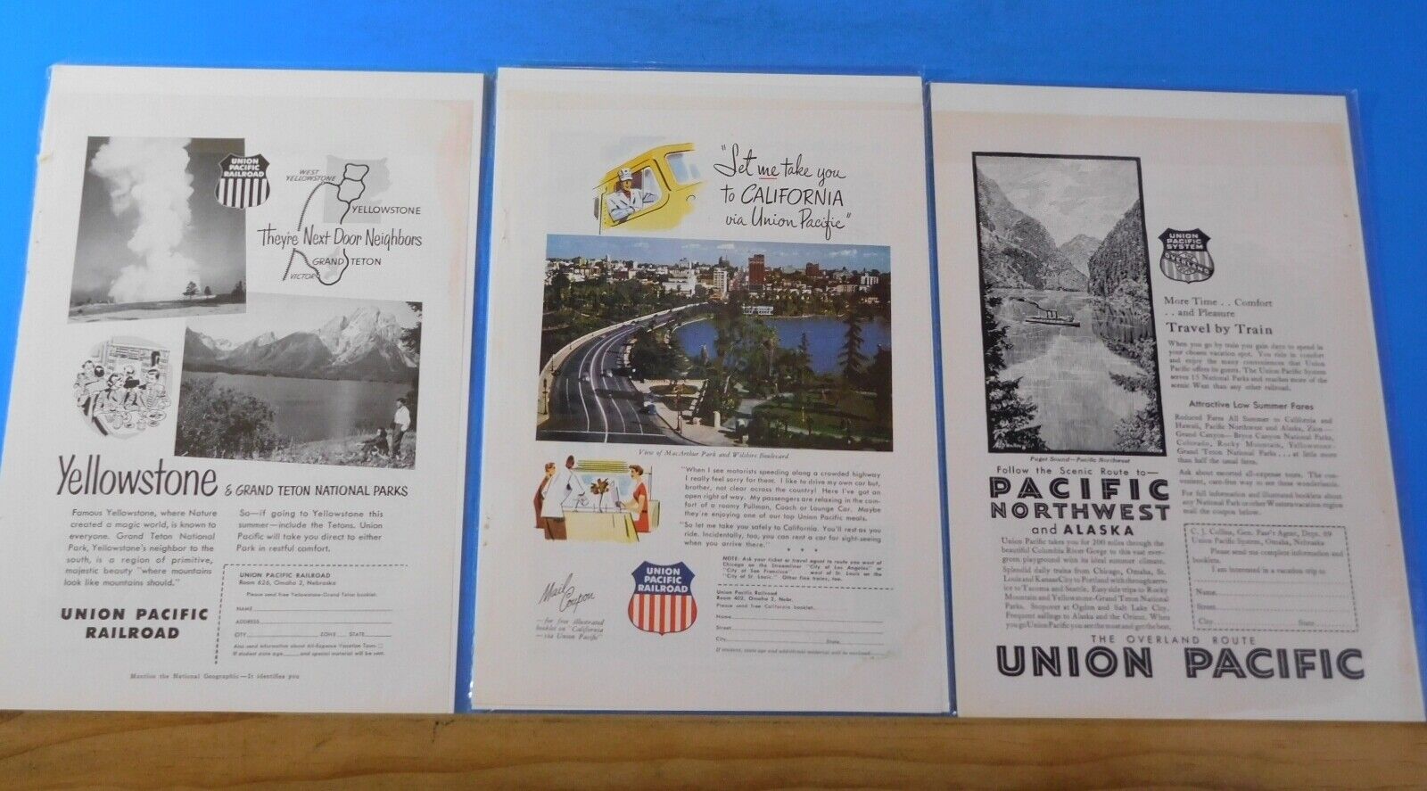 Ads Union Pacific Railroad Lot #46 Advertisements from various magazin ...