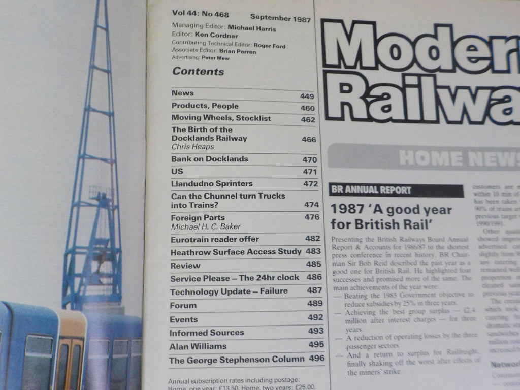 Modern Railways 1987 September Eurotrain Why do trains fail ...