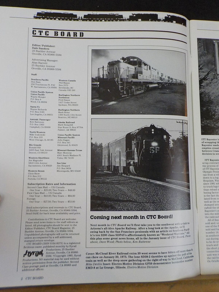 CTC Board Railroads Illustrated #126 1985 December Winter in the West ...