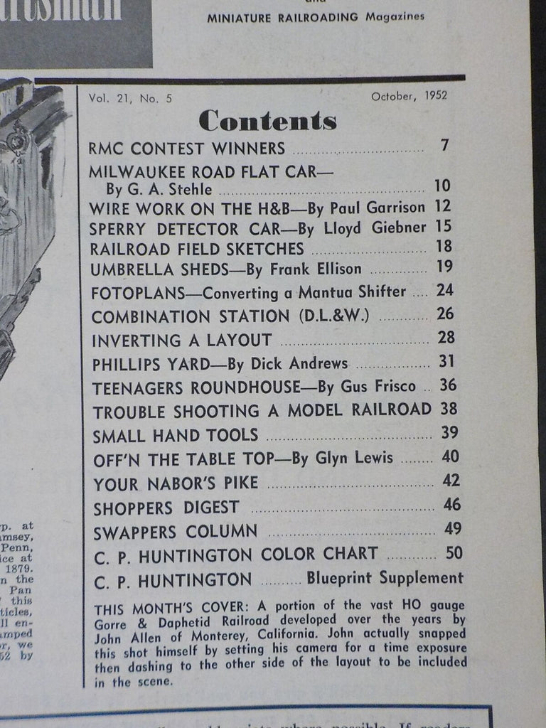 Railroad Model Craftsman Magazine 1952 October Umbrella shed Field ske ...