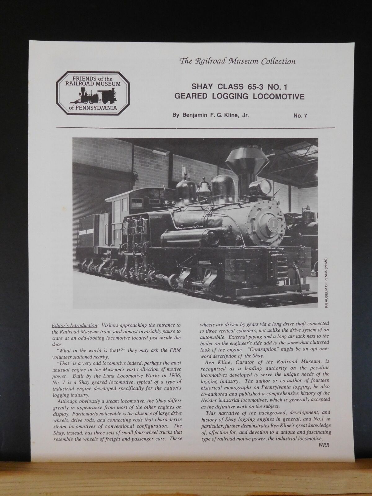 Friends of the Railroad Museum of Pennsylvania #7 Shay class 65-3 gear ...