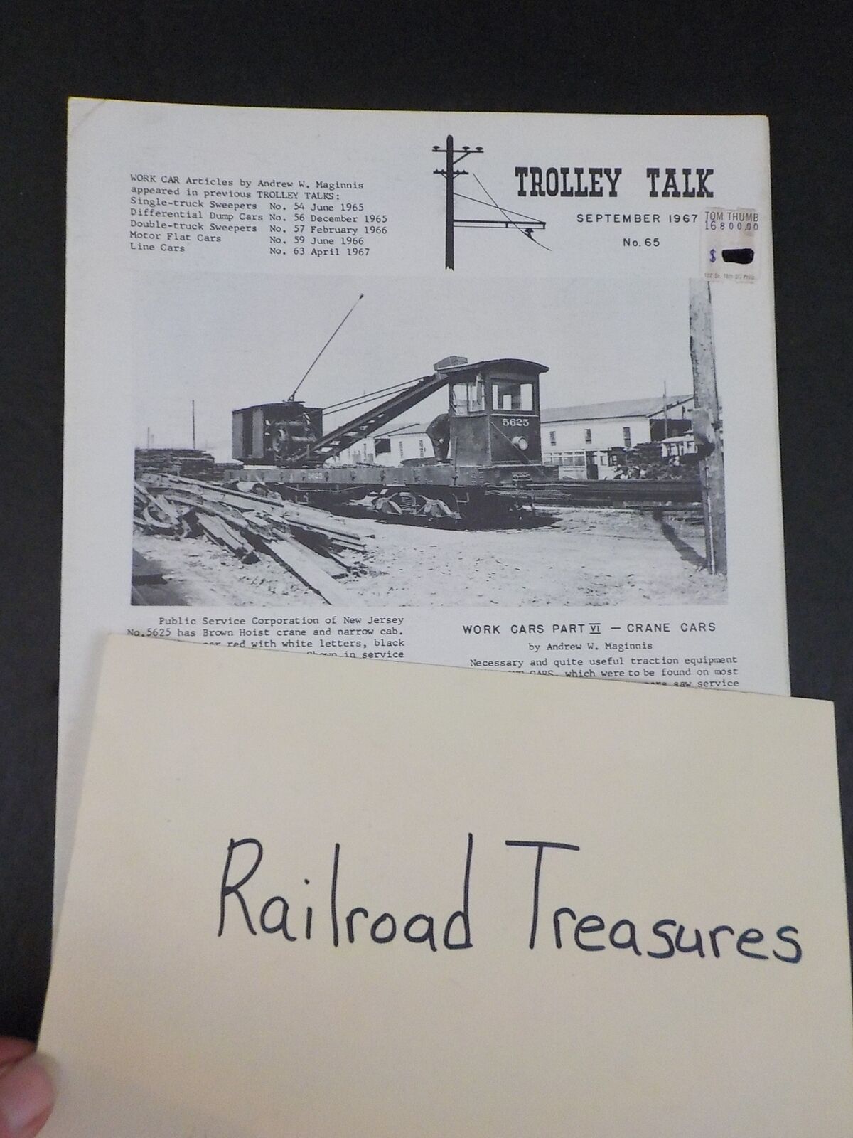Trolley Talk #65 1967 September Work cars part 6 crane cars. Reading S ...