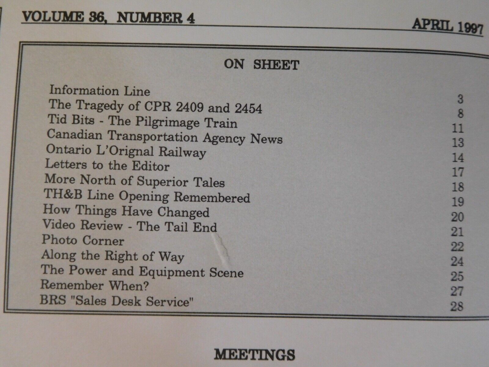 Branchline Canada’s Rail News Magazine 1997 April Pilgrimage Train ...