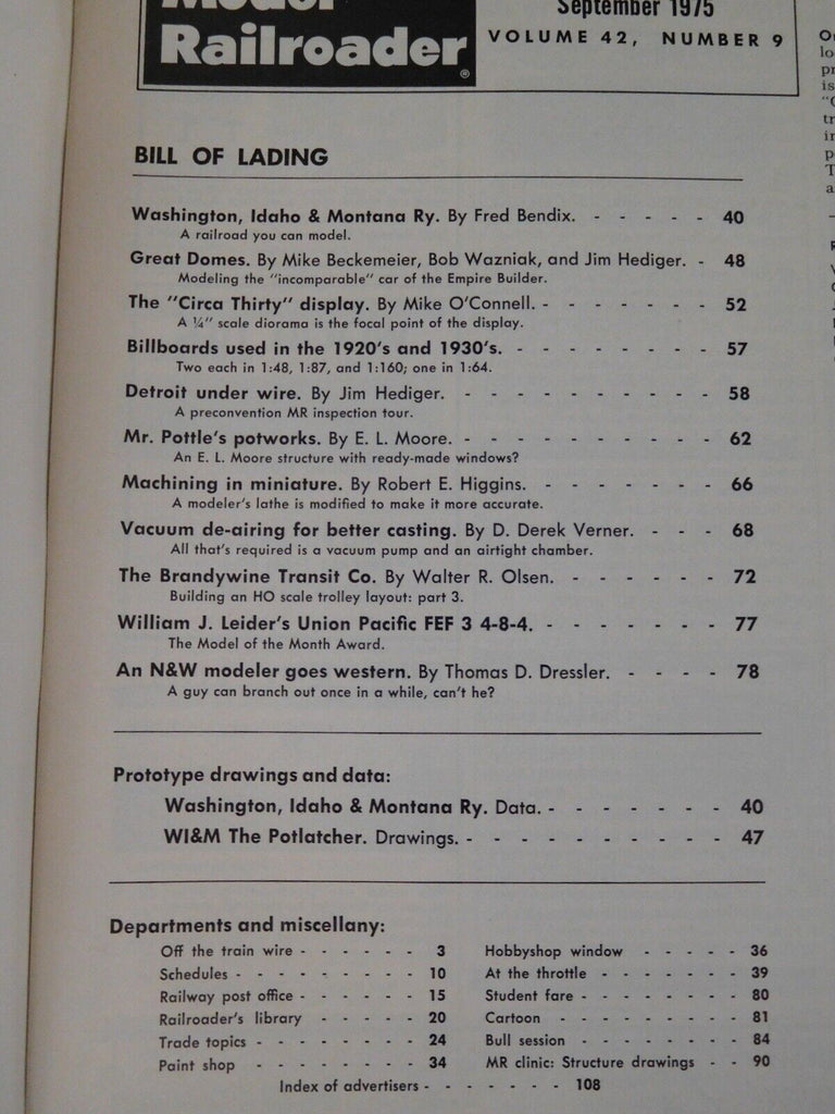 Model Railroader Magazine 1975 September Circa Thirty display Machinin ...