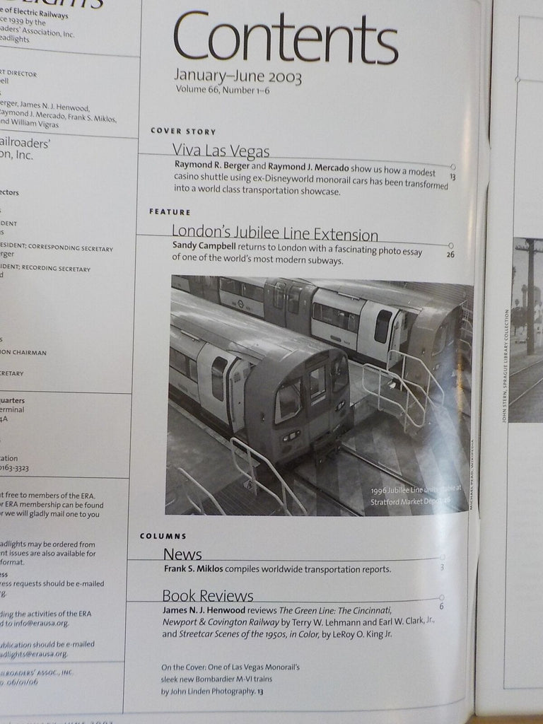 Era Headlights 2003 January - June London Jubilee Line Ext Disneyworld ...