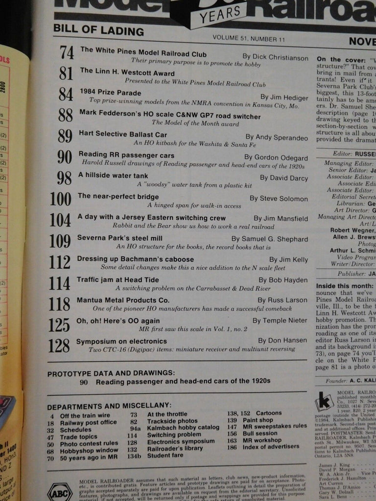 Model Railroader Magazine 1984 November World's largest HO Structure ...