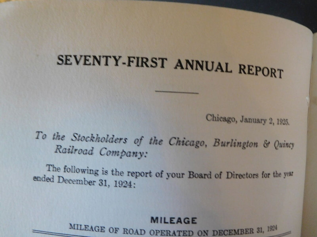 Chicago Burlington & Quincy Railroad Company Annual Report 1924 Foldou ...