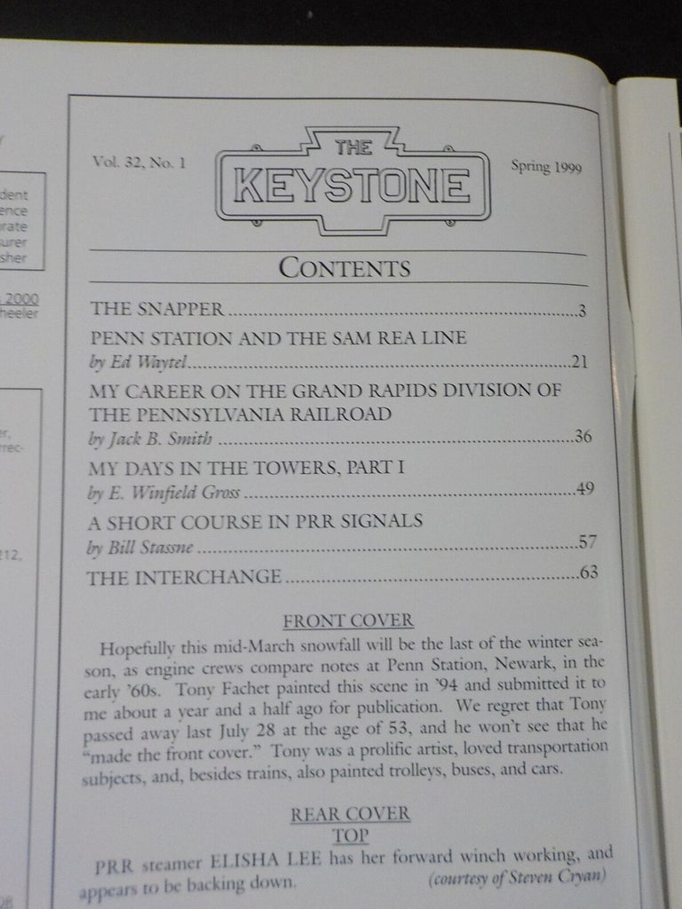 Keystone PRR T&HS Magazine 1999 Spring Penn Station Sam Rea Line ...