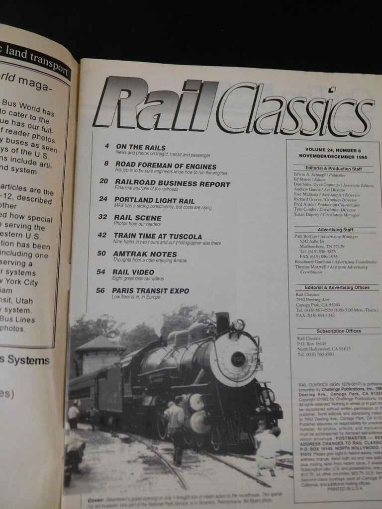 Rail Classics Magazine 1995 November December V24#6 Road foreman of en ...