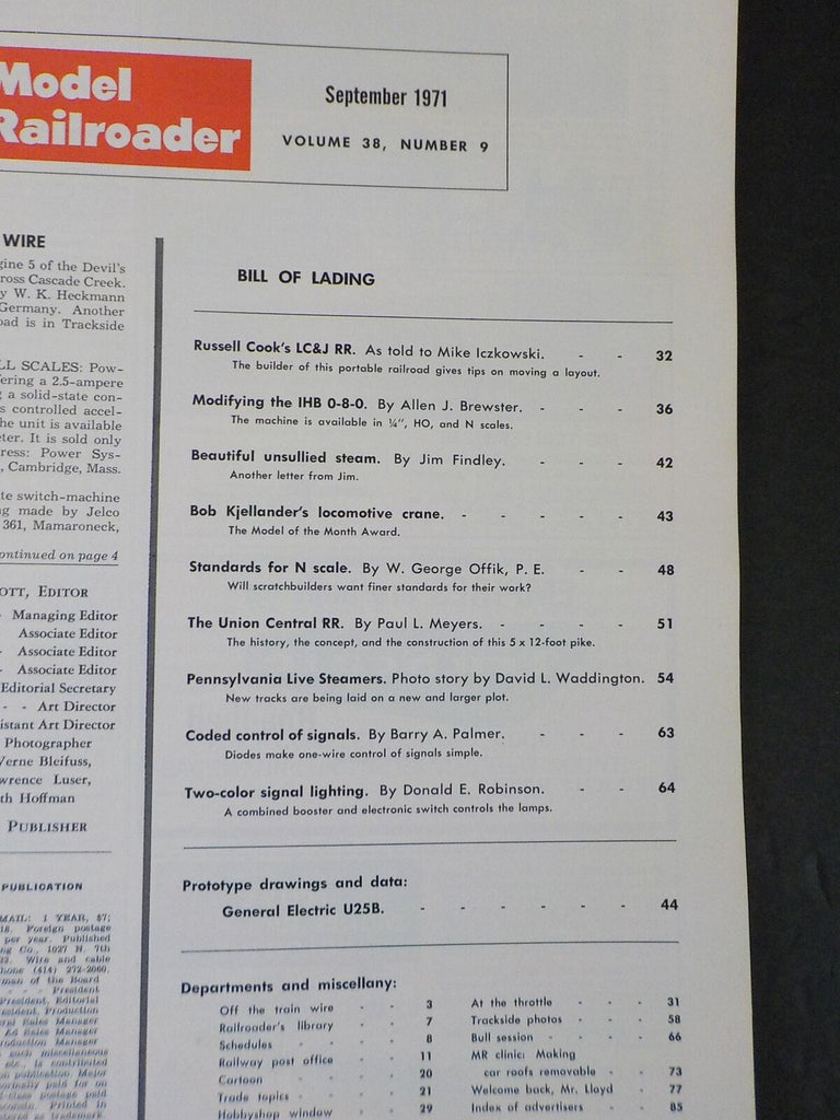 Model Railroader Magazine 1971 September N scale wheel standards ...