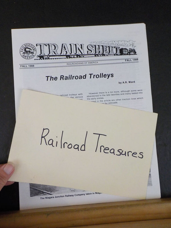 Train Sheet Railroadians Of America 1988 Fall Railroad Trolleys ...