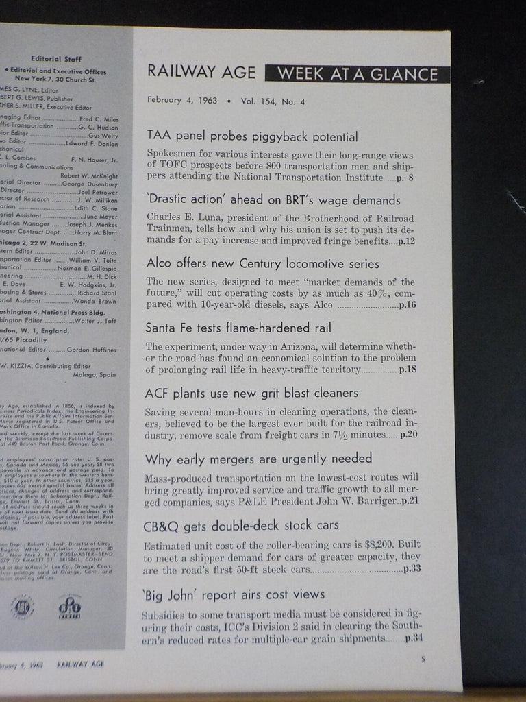Railway Age Weekly 1963 February 4 Alco offers new Century locomotive ...