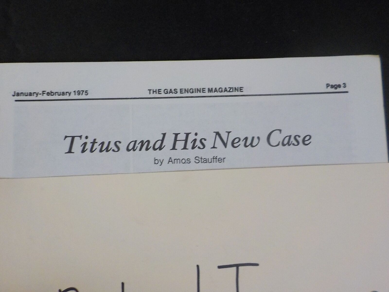 Gas Engine Magazine 1975 January February Titus and His New Case ...