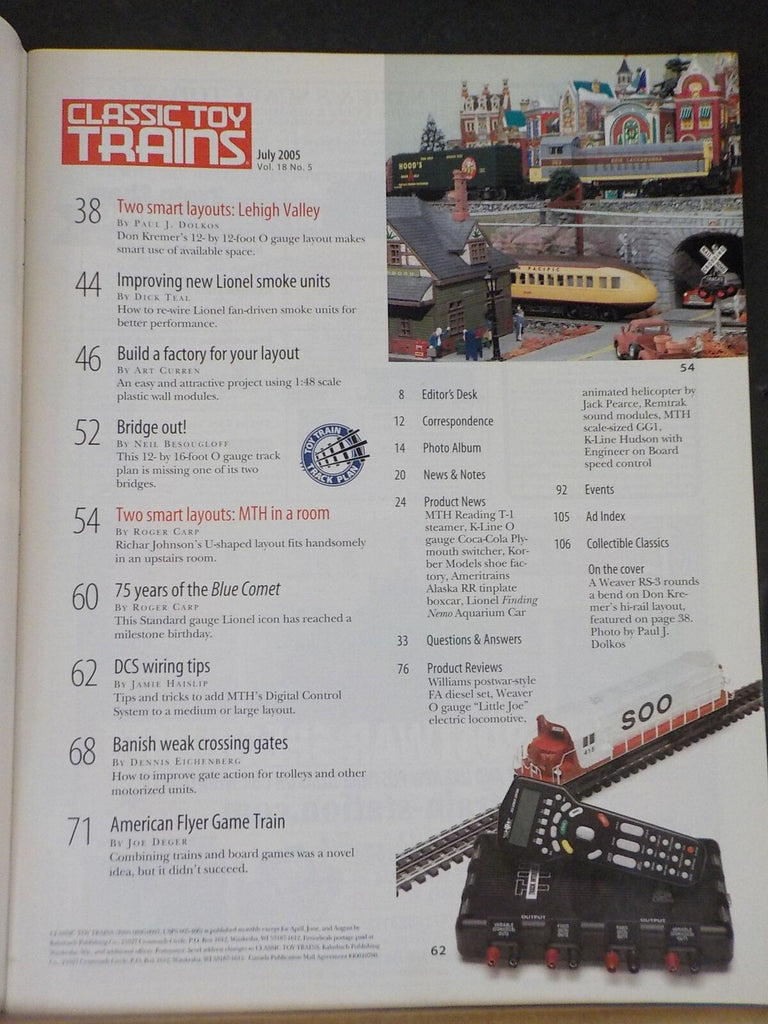Classic Toy Trains 2005 July Lehigh Valley Layouts Lionel smoke units ...