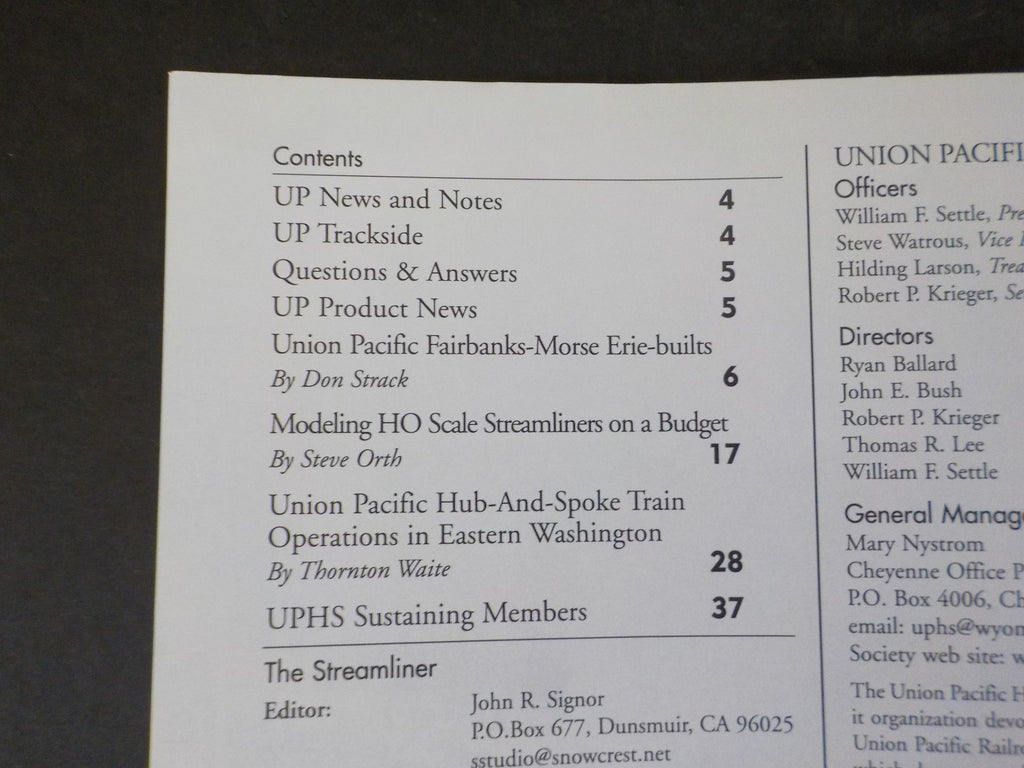 UP The Streamliner Volume 15 #1 2001 Winter Union Pacific Historical S ...
