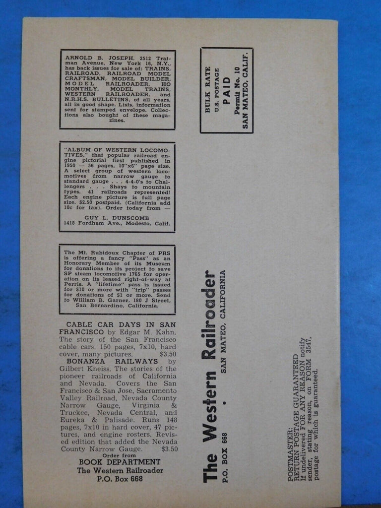 Western Railroader #243 1960 San Francisco steam dummies pictorial, mo ...