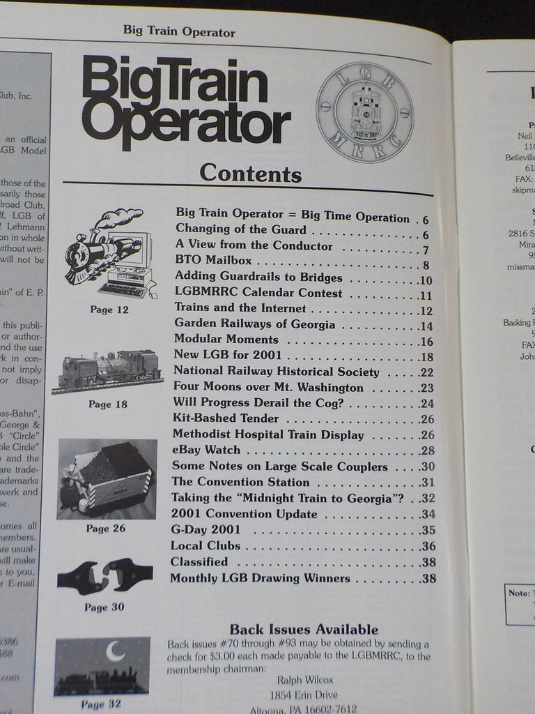 Big Train Operator #94 2001 March/April Trains and the Internet Garden ...