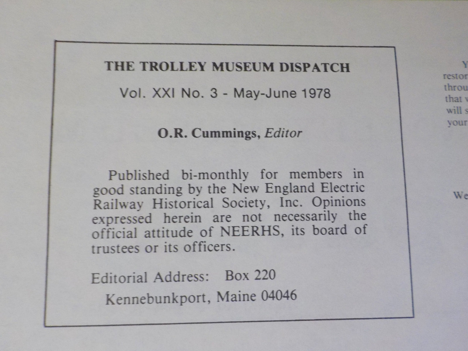 Trolley Museum Dispatch 1978 May-June Vol XXI No 3 Seashore news ...