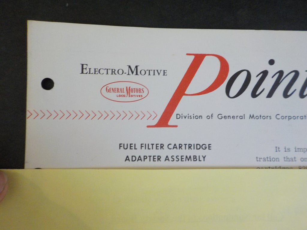 EMD Pointers 1962 April 24 Fuel filter cartridge adapter assembly ...