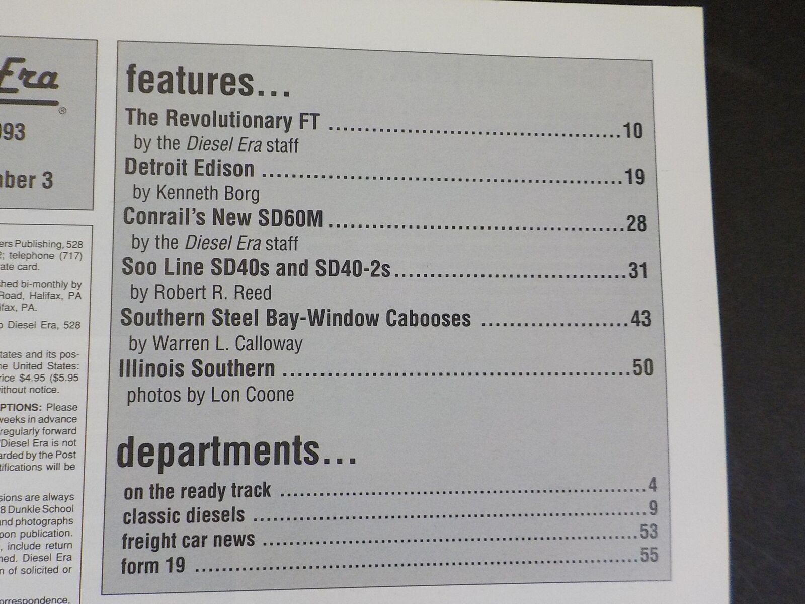 Diesel Era Magazine 1993 May June Detroit Edison Soo SD40s SD40-2s Con ...