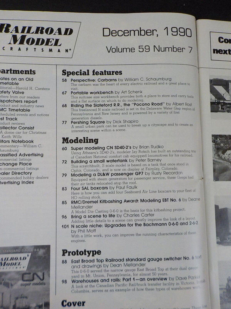Railroad Model Craftsman Magazine 1990 December CN Super models EBT St ...