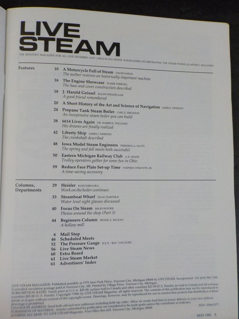 Live Steam Magazine 1981 May Steam Flyer Motorcycle Navigation Propane ...