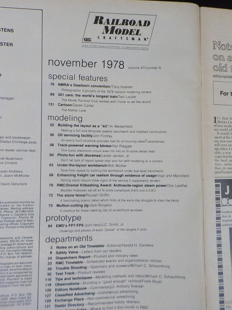 Railroad Model Craftsman Magazine 1978 November N scale steam Weatheri ...