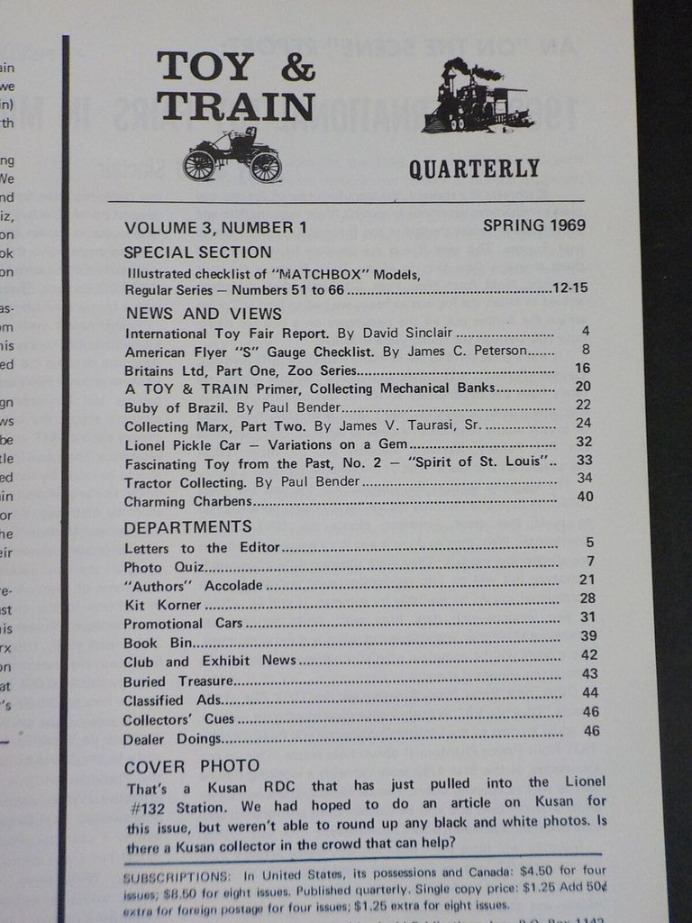 Toy & Train Quarterly 1969 Spring Vol 3 #1 American Flyer S Gauge ...