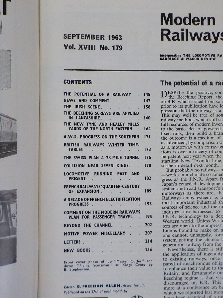 Modern Railways 1963 September The potential of a railway Swiss 28 mil ...