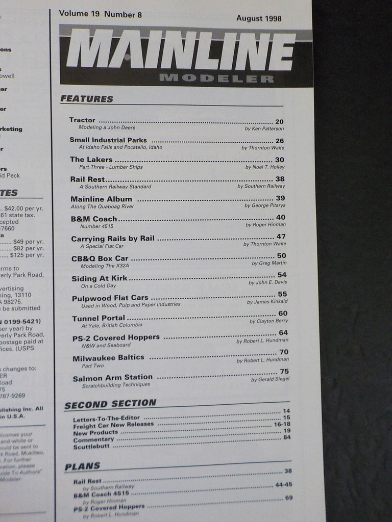 Mainline Modeler 1998 August Modeling John Deere Lumber ships B&M Coac ...