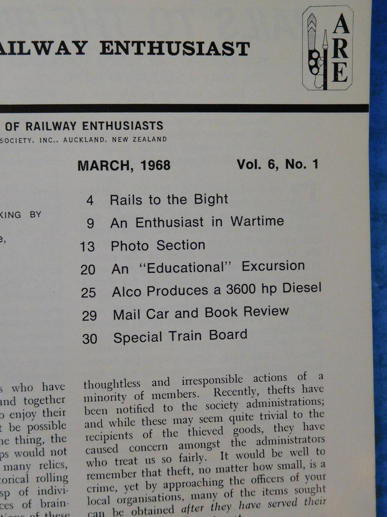 Australian Railway Enthusiast 1968 March Vol.6 #1 Rails to the Bight ...