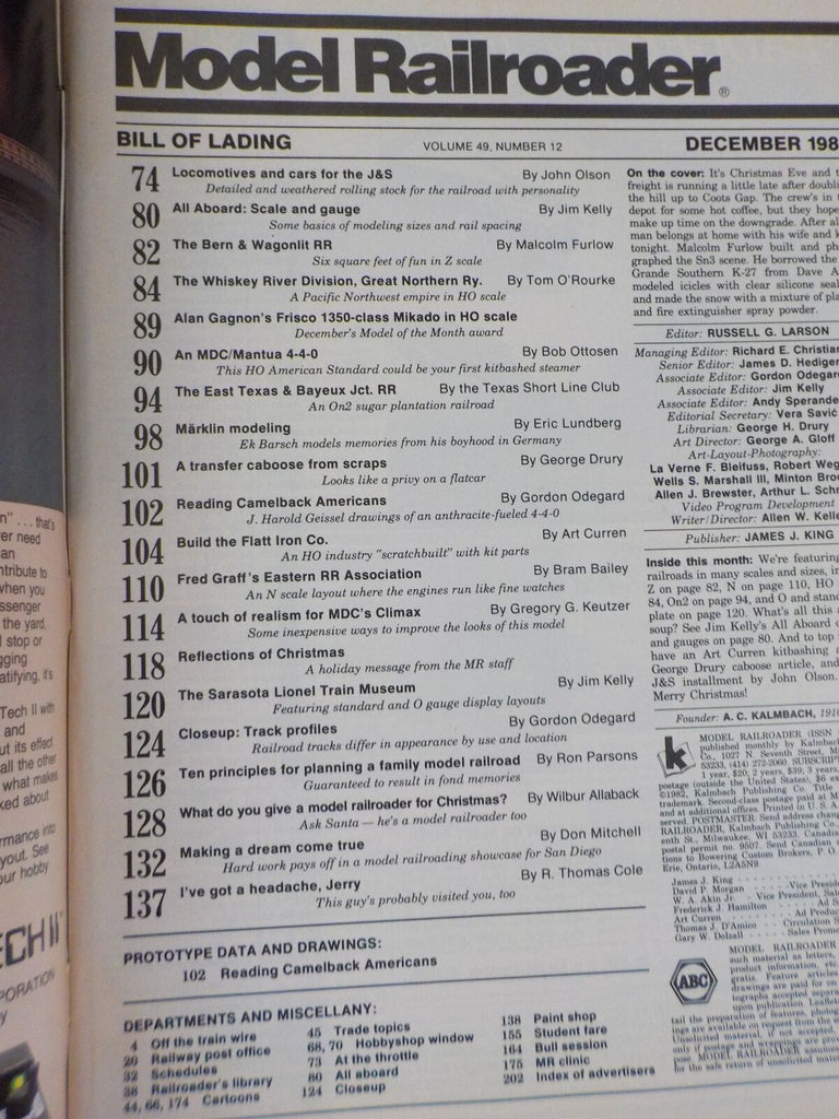 Model Railroader Magazine 1982 December 2 steam locomotive kitbashing ...