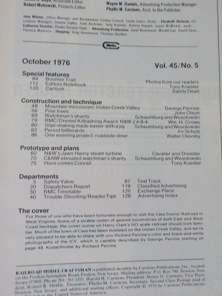Railroad Model Craftsman Magazine 1976 October Conrail N&Ws Jawn Henry ...