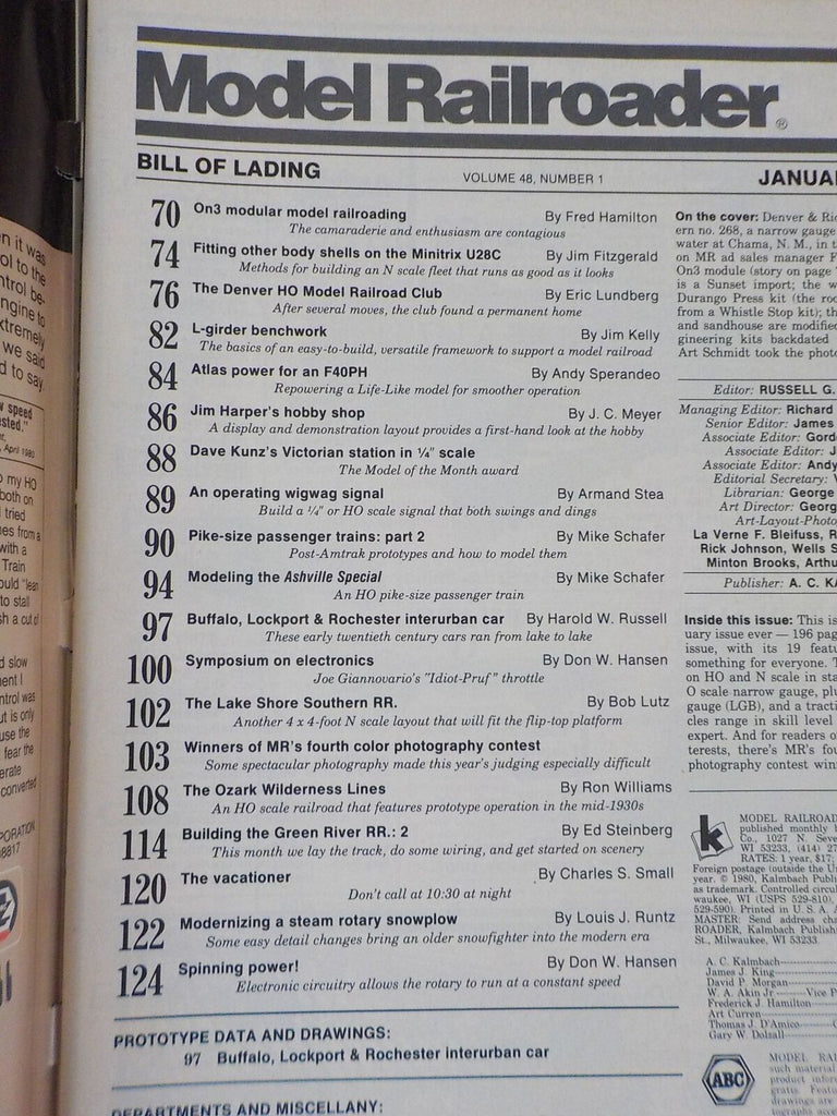 Model Railroader Magazine 1981 January Basics of L girder benchwork Fl ...