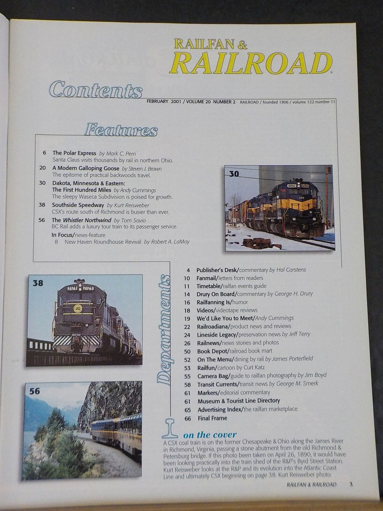 Railfan & Railroad Magazine 2001 February Polar Express in Ohio CSX AC ...