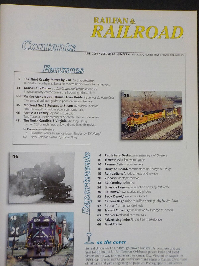 Railfan & Railroad Magazine 2001 June Kansas City! North Carolina & Vi ...