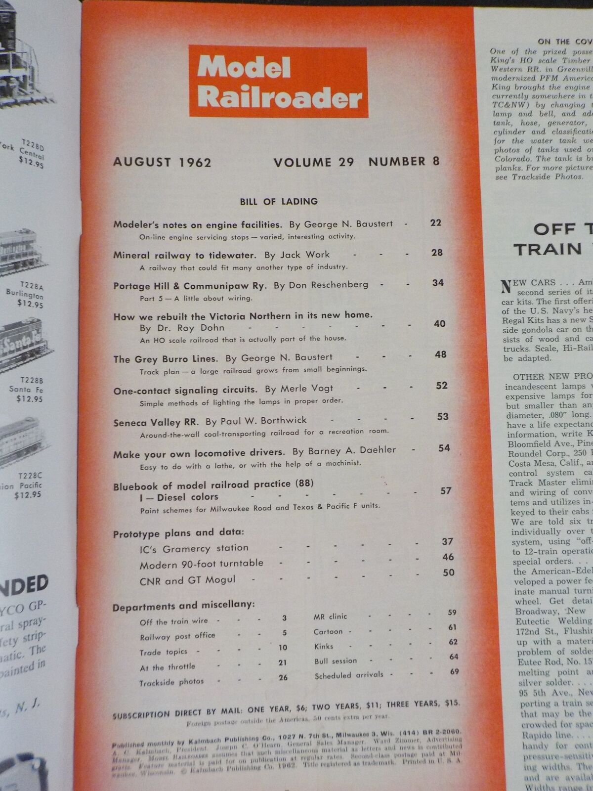 Model Railroader Magazine 1962 August Modeler's notes on engine facili ...