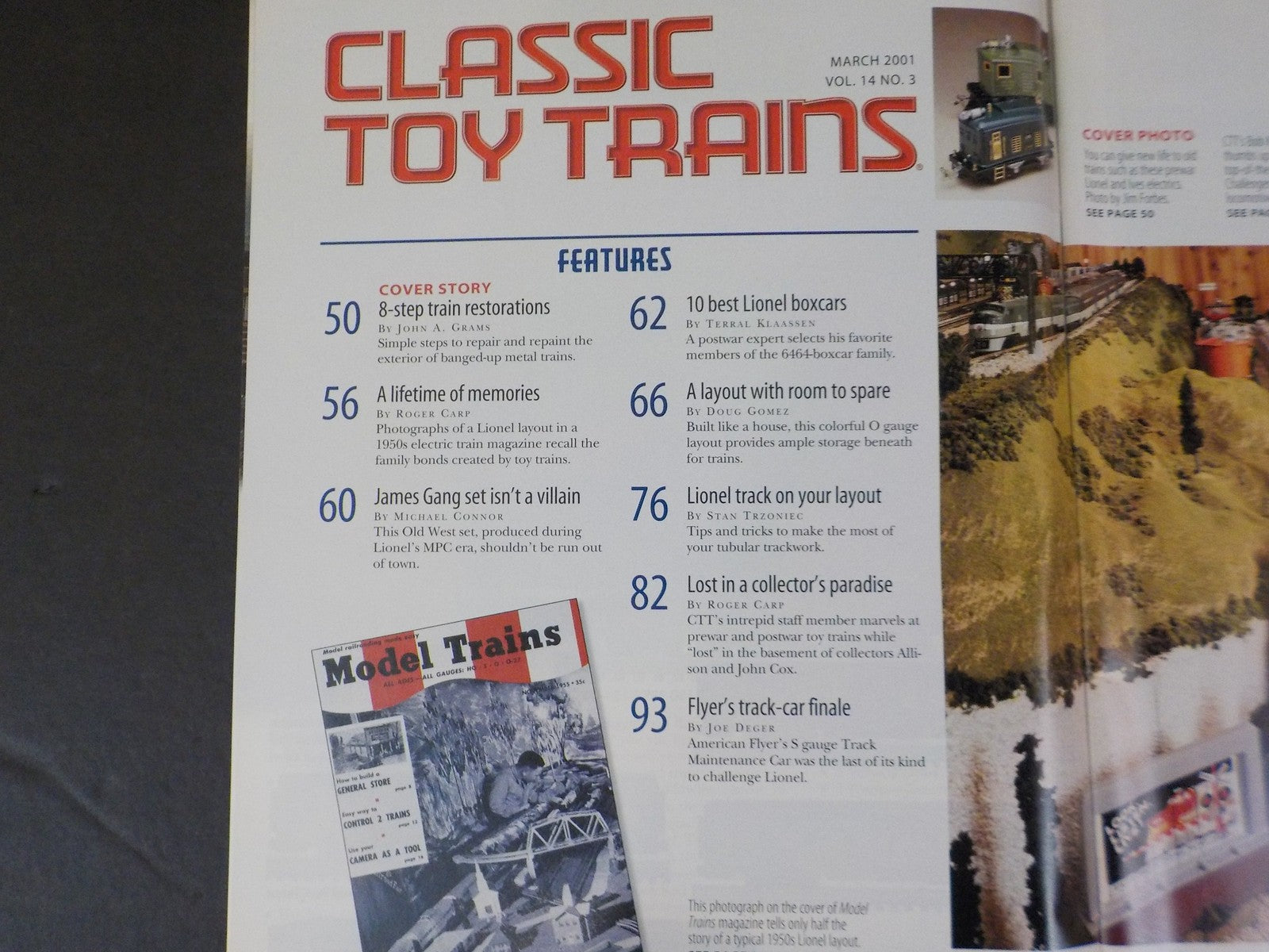 Classic Toy Trains 2001 March Steps to restore old trains O Gauge Layo ...