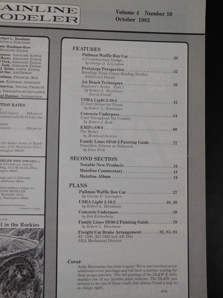 Mainline Modeler 1983 October Family Lines SD40-2 Painting Guide Readi ...